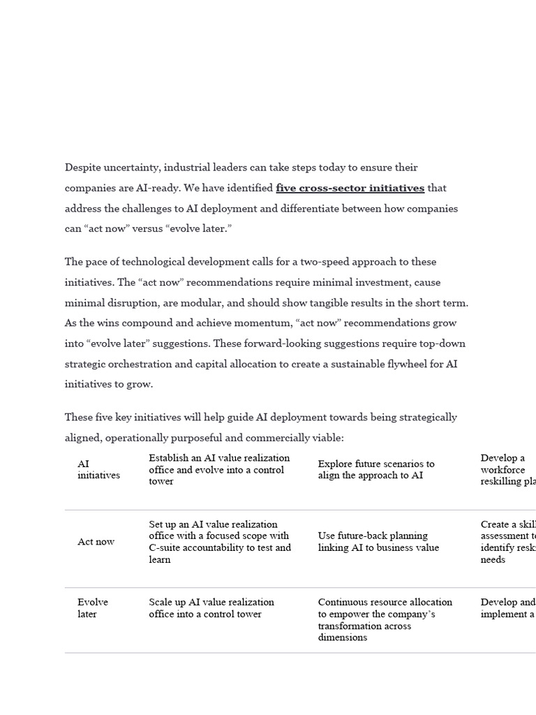 Five Initiatives Industrial Leaders Can Action To Embed AI Potential ...