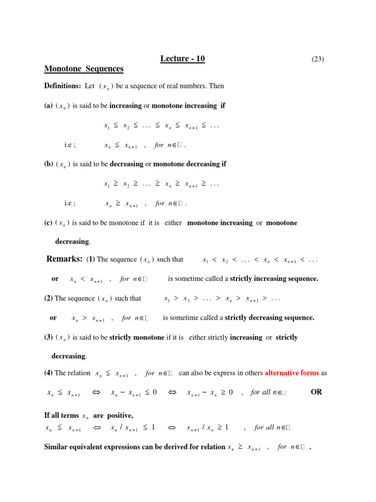 Lecture - 10 Real Analysis IBA | Download Free PDF | Limit (Mathematics) | Sequence