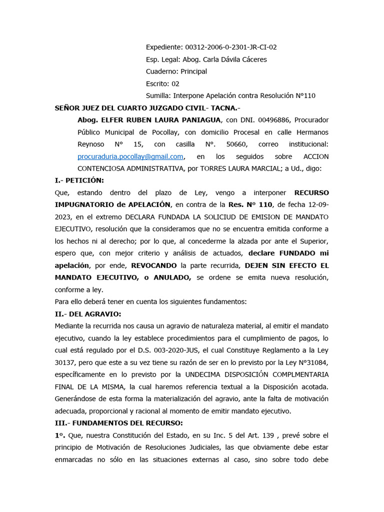 Apelacion de Res. | PDF | Apelación | Sentencia (ley)