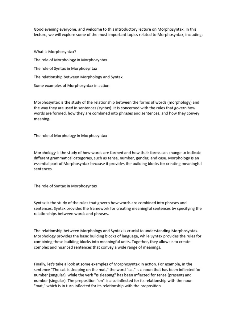 Morphosyntax | PDF | Morphology (Linguistics) | Word