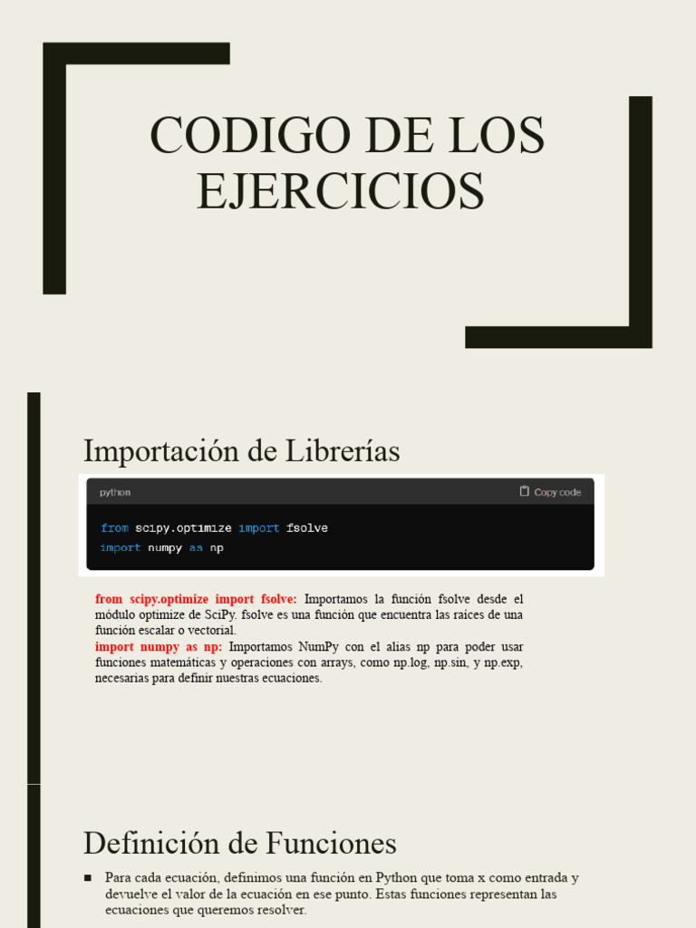 Codigo de Los Ejercicios | PDF | Ecuaciones | Sistema no lineal