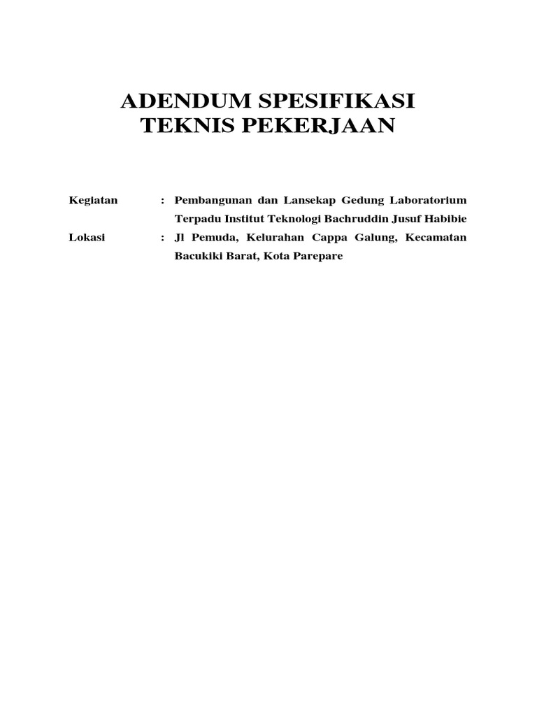 Adendum Spek Tek | PDF