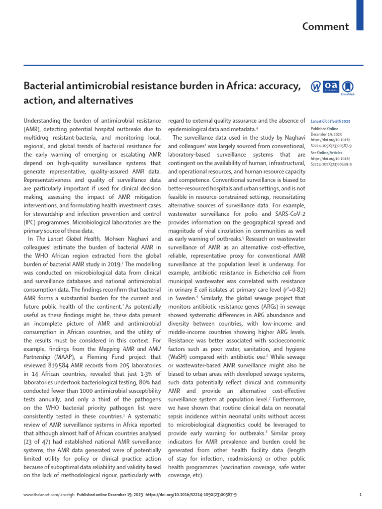 00 - Bacterial Antimicrobial Resistance Burden in Africa - Accuracy ...