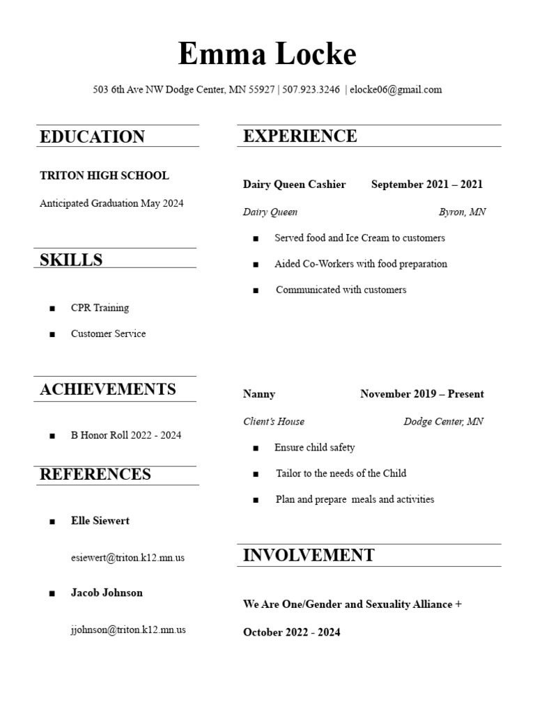 Resume - Emma Locke | PDF