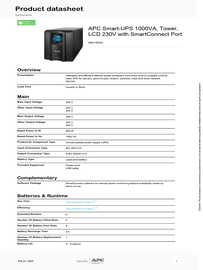 APC SmartUPS SMC1000IC | PDF | Electricity | Electric Power