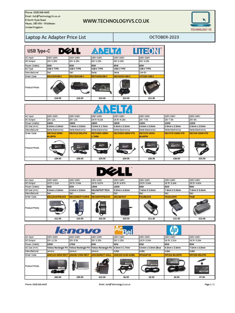 Adapter Price List - October | PDF | Electrical Engineering | Computing