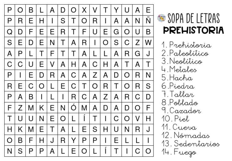 Sopa de Letras Prehistoria | PDF