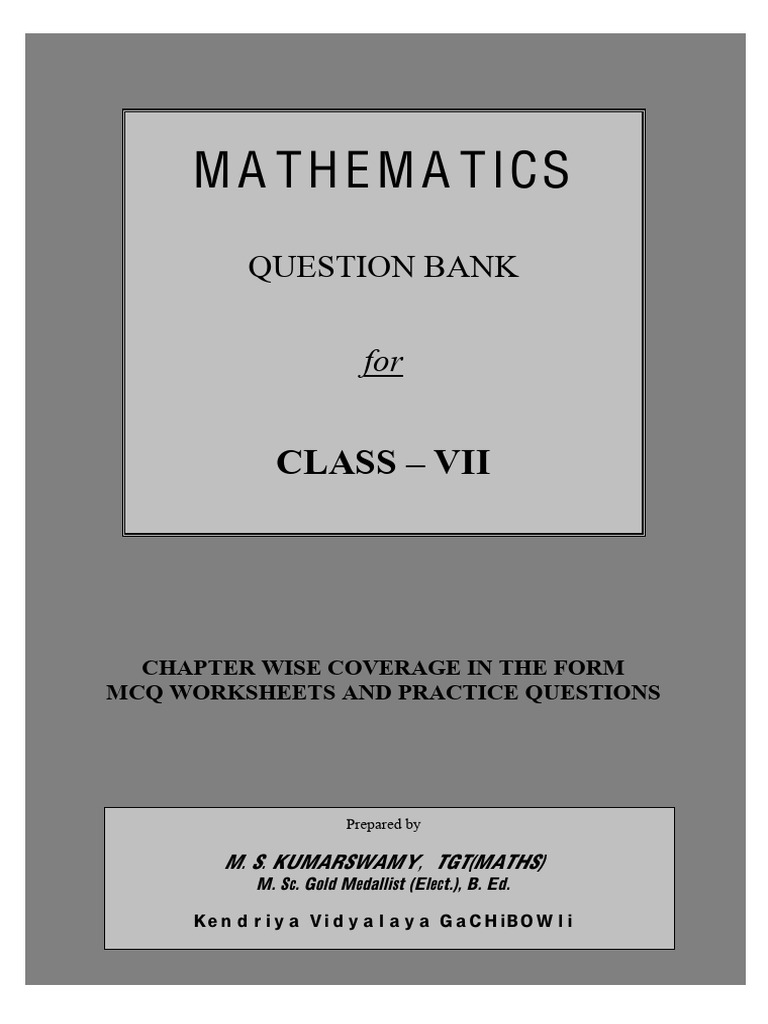 Maths Class Vii Question Bank | PDF | Numbers | Integer