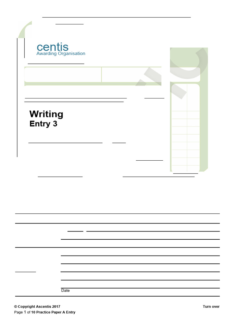 E3 ESOL Writing Candidate Paper PPA | PDF | English As A Second Or ...