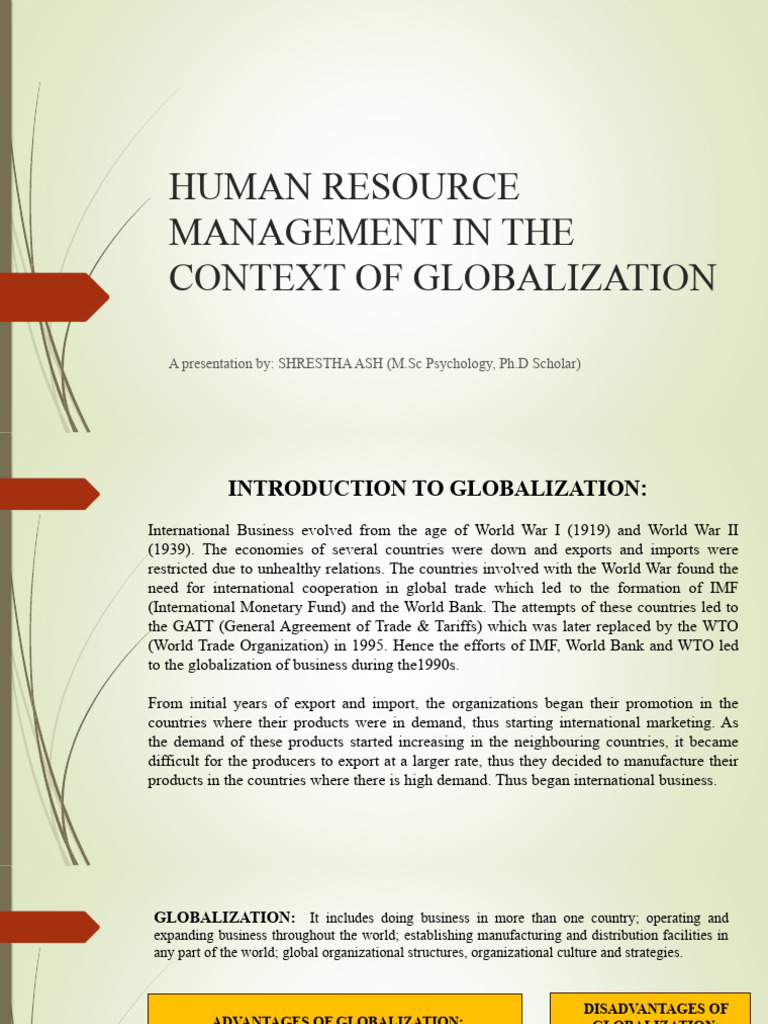 Globalization's Impact on HR Management | PDF | Human Resource ...