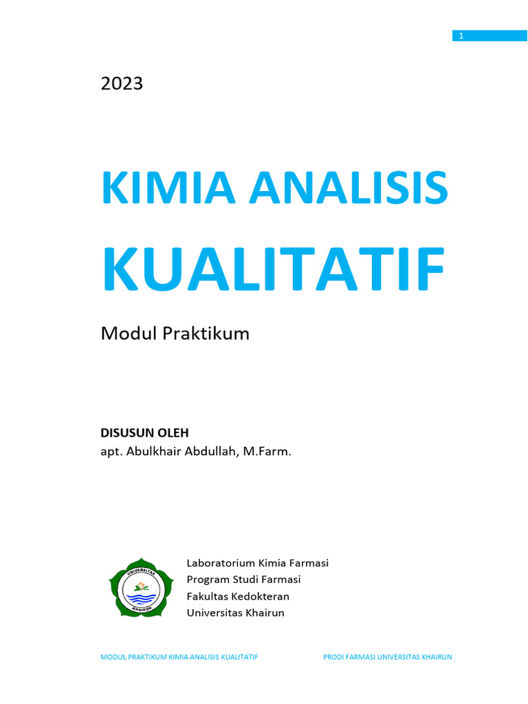Modul Praktikum Kimia Analisis Kualitatif | PDF | Sains & Matematika | Teknologi & Rekayasa