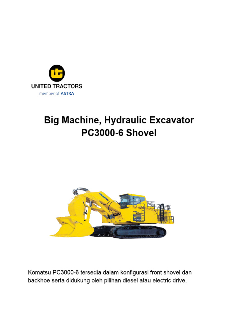 Spesifikasi Excavator Komatsu PC3000-6 | PDF