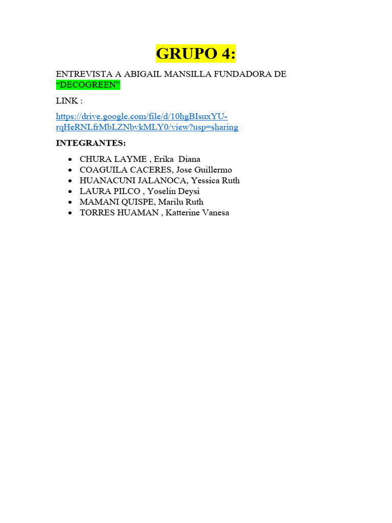 Grupo 4 - Entrevista A Emprededor - Coaguila - Chura - Huanacuni ...