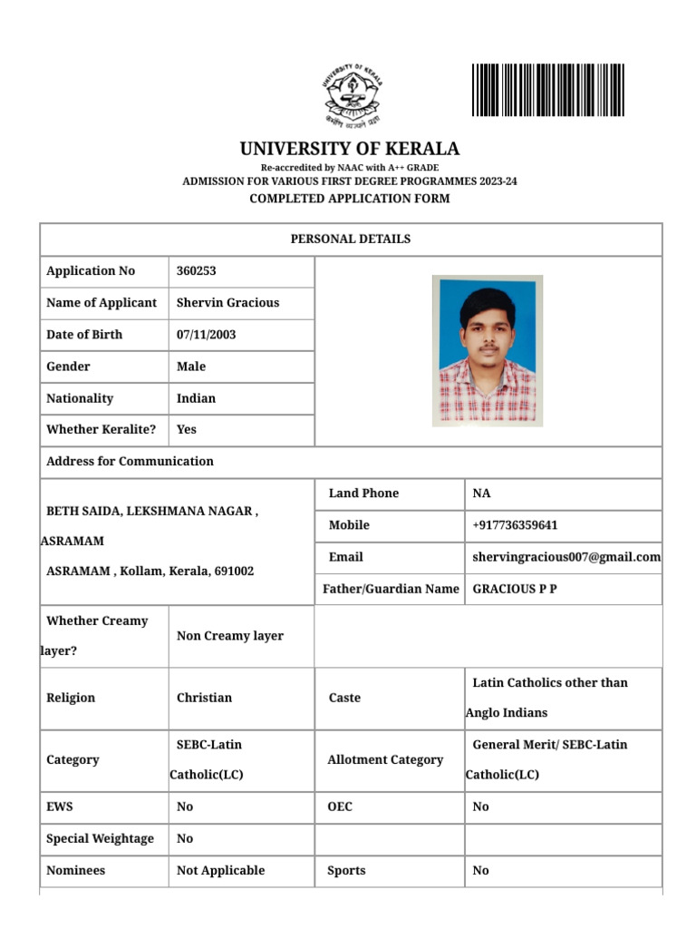 Kerala University Admissions | PDF | University And College Admission | Educational Stages