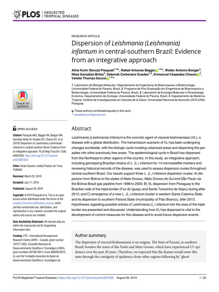 Dispersion of Leishmania (Leishmania) | PDF | Polymerase Chain Reaction ...