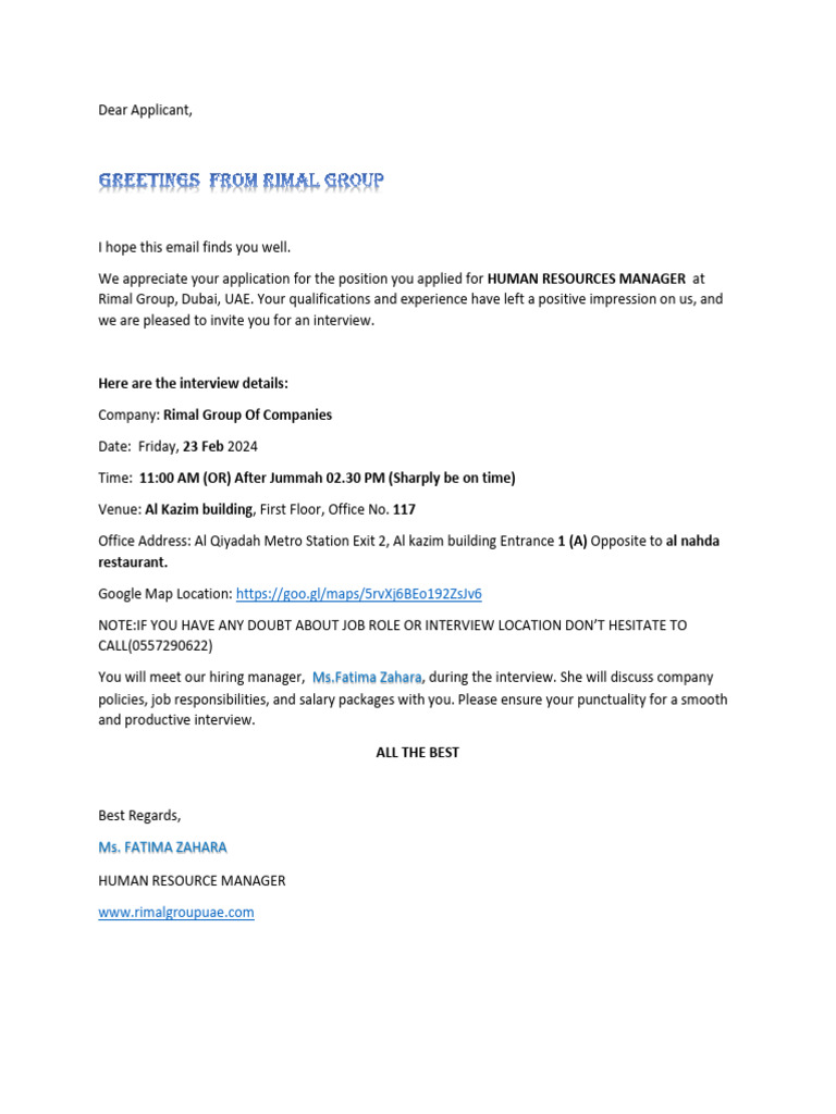 Interview Call Letter | PDF