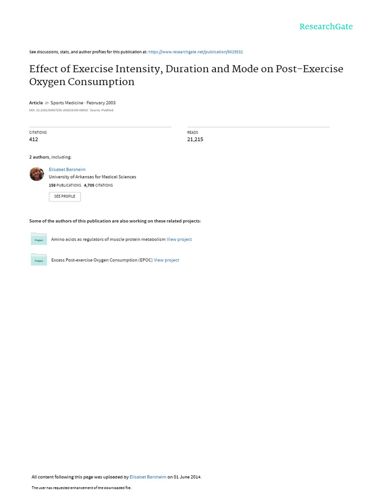 EPOC: Impact of Exercise Factors | PDF | Management Of Obesity | Sports ...