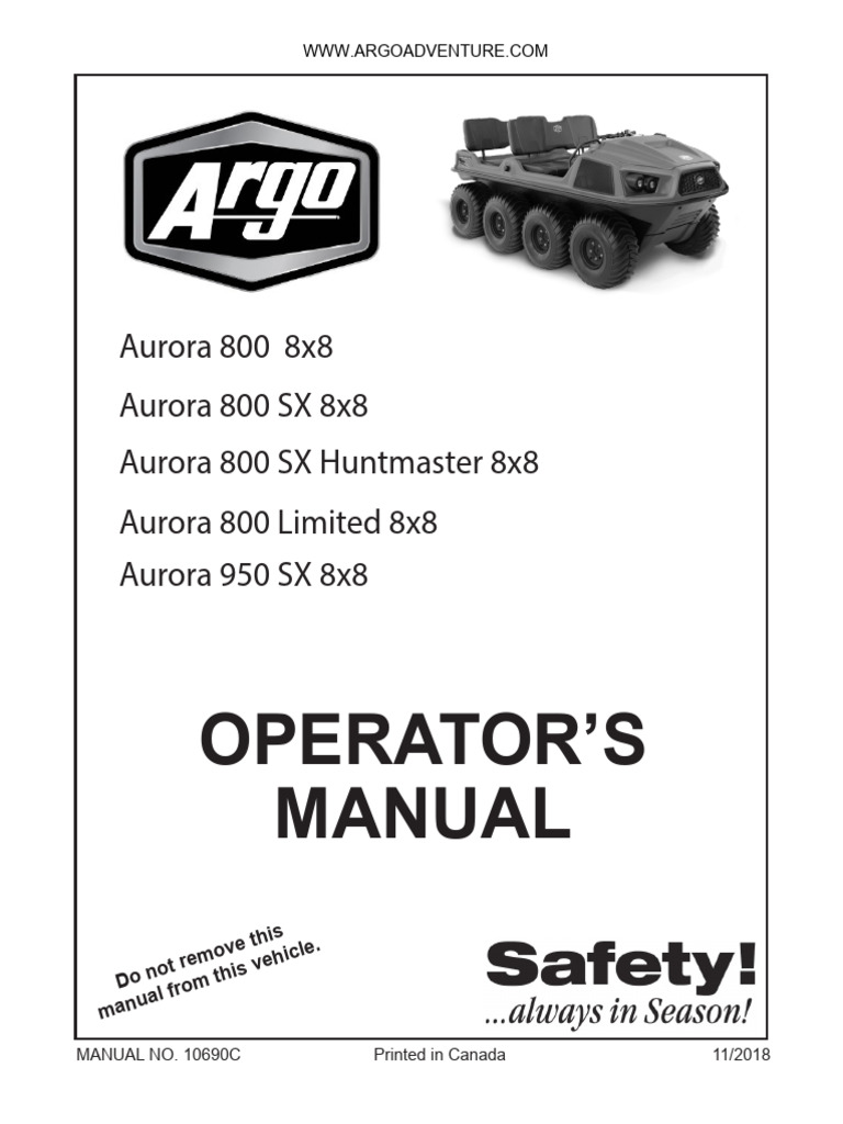 ARGO 8x8 Operator's Guide | PDF | Vehicles | Brake