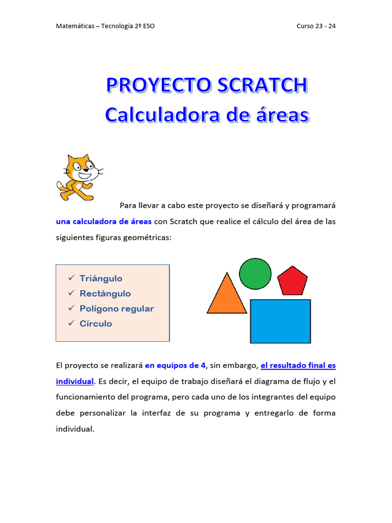 Calculadora de Áreas en Scratch | PDF | Scratch (lenguaje de ...