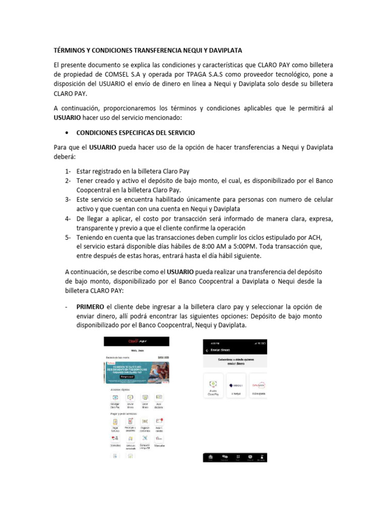 Terminos Condiciones Transferencia Nequi y Daviplata | PDF | Bancos | Informática