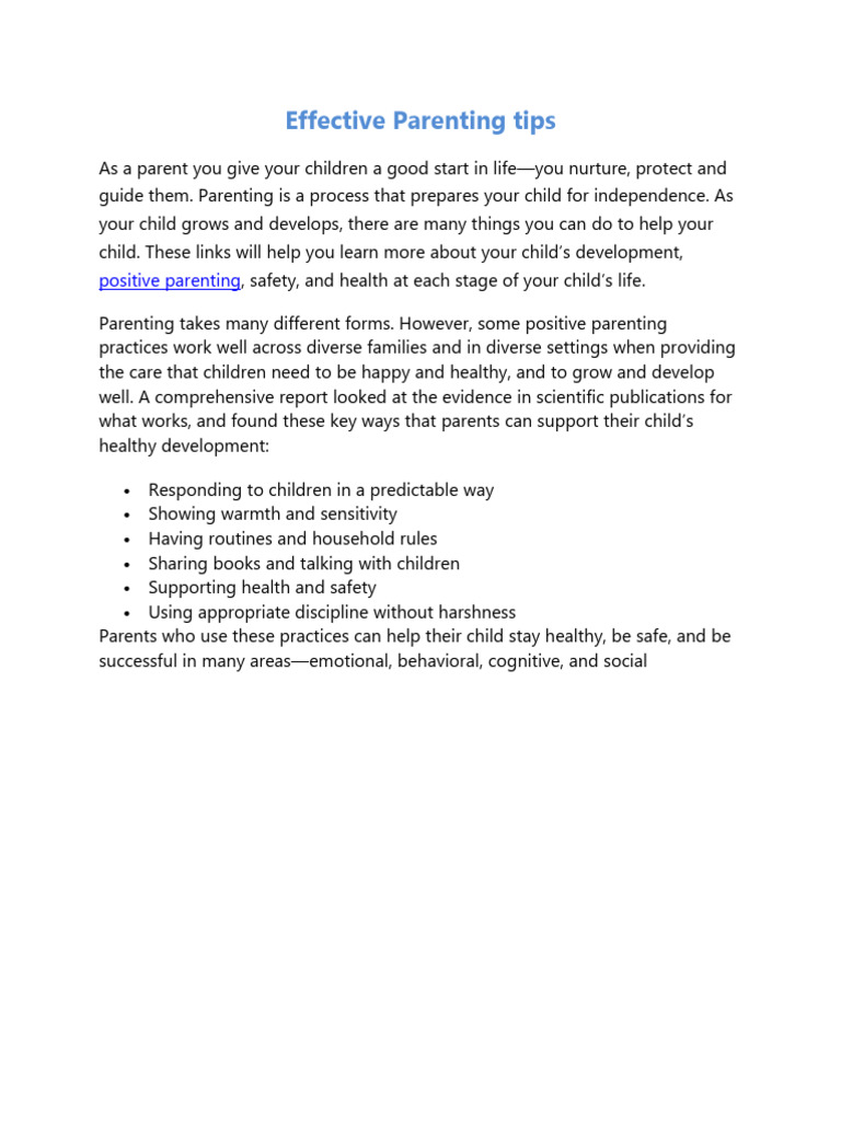 Effective Parenting Tips | PDF