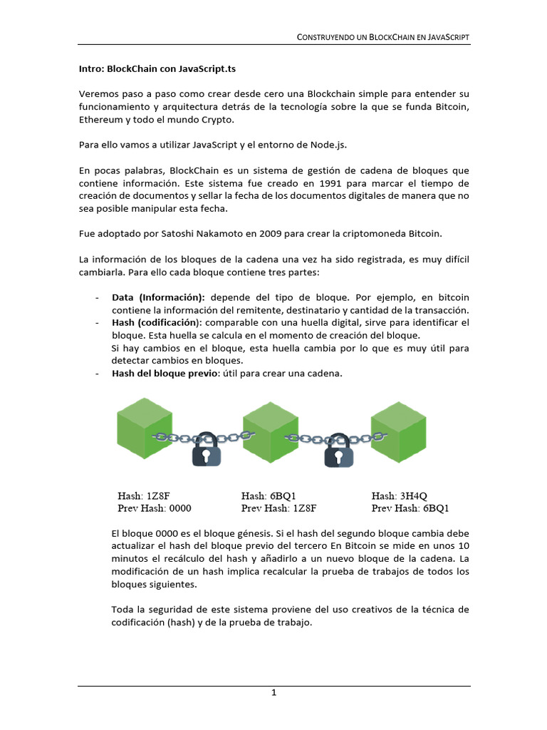 Creación De Una Blockchain Con Javascript Backend Pdf Bitcoin Script Java 6854