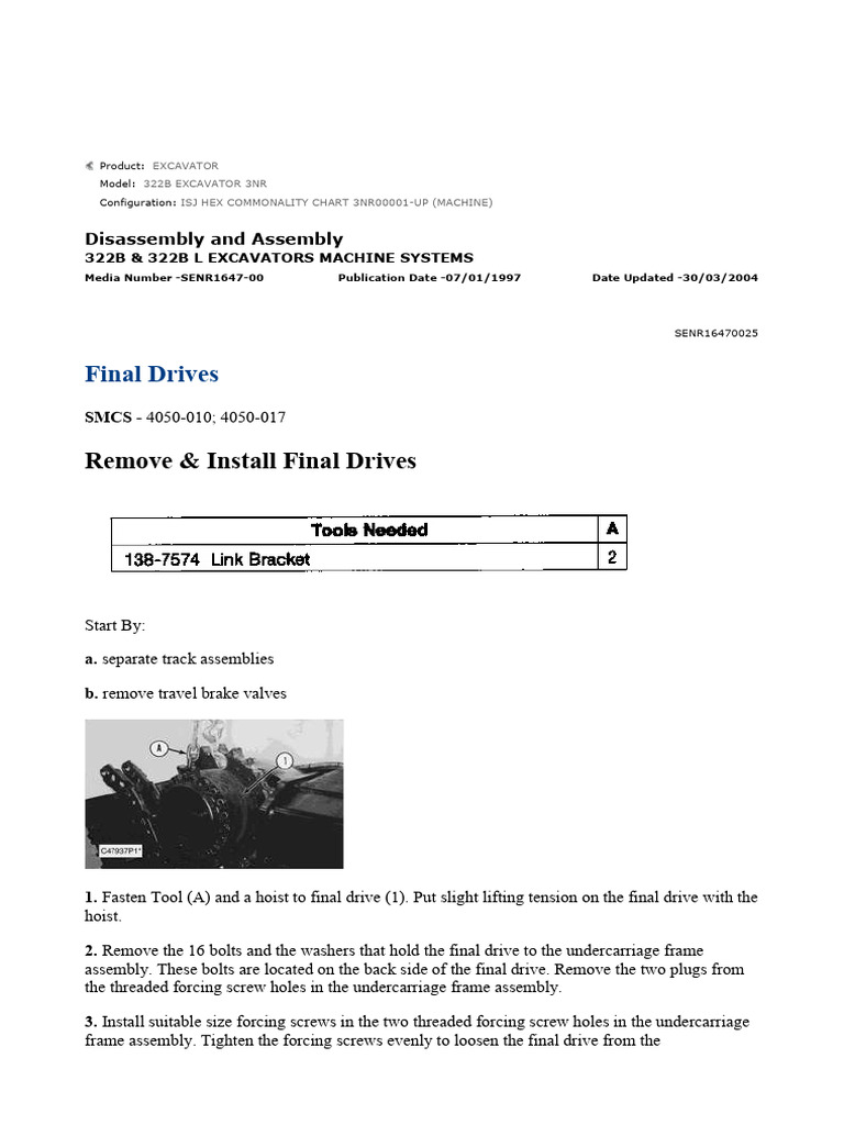 SM Caterpillar Cat 322b Excavator 3nr00001 | PDF