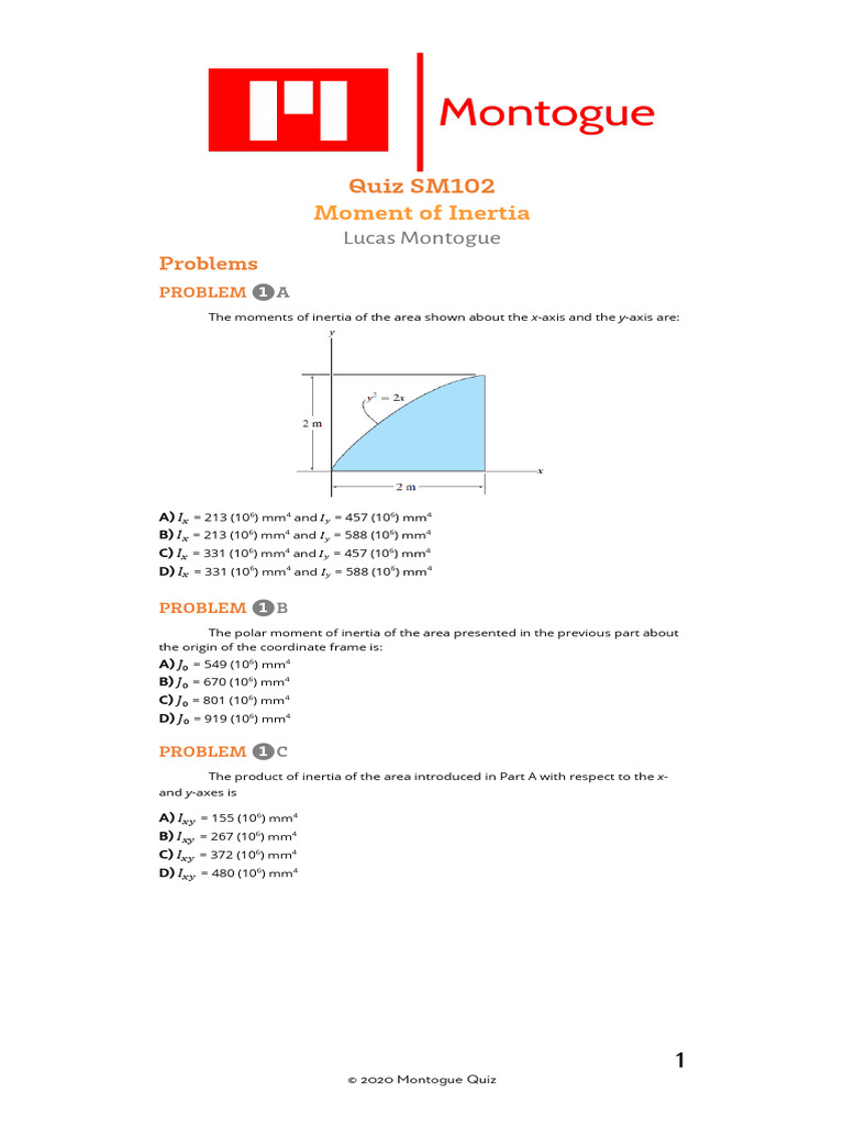 Moment Of Inertia Solved Problems Pdf Area Mathematical Objects