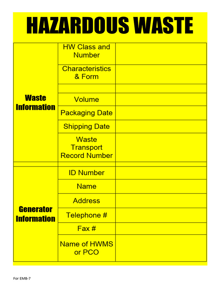 Hazardous Waste Label Blank | PDF