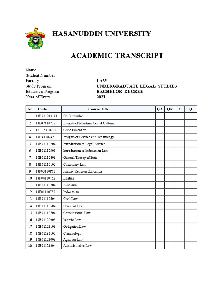 Academic Transcript | PDF