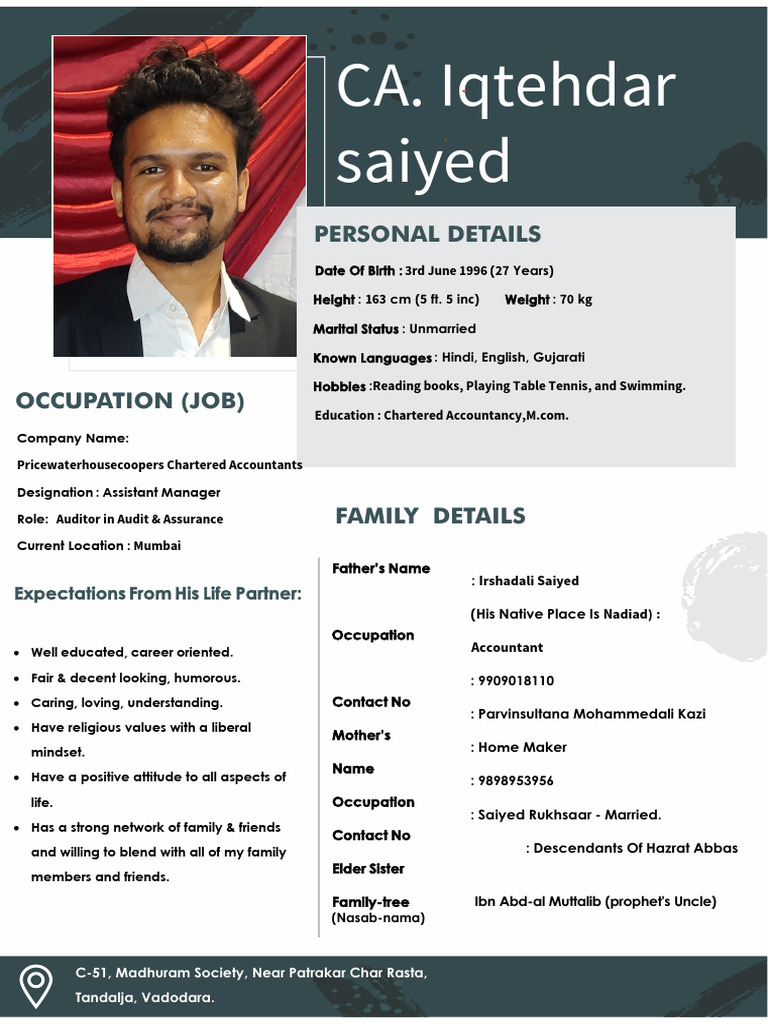 Unwan Kazi Biodata | PDF