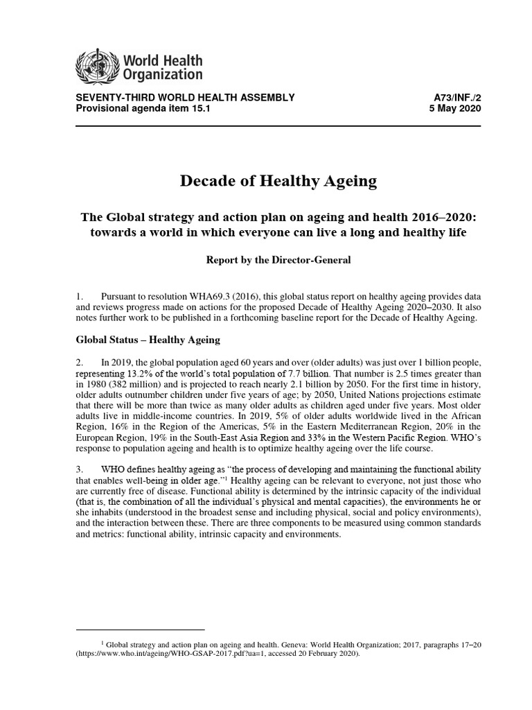 A73 INF2-en | PDF | World Health Organization | Ageing