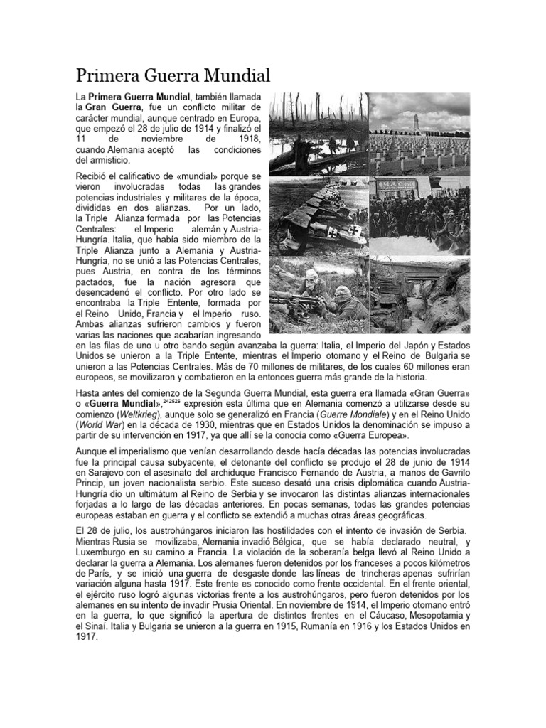 Primera Guerra Mundial | PDF | Primera Guerra Mundial | Austria Hungría
