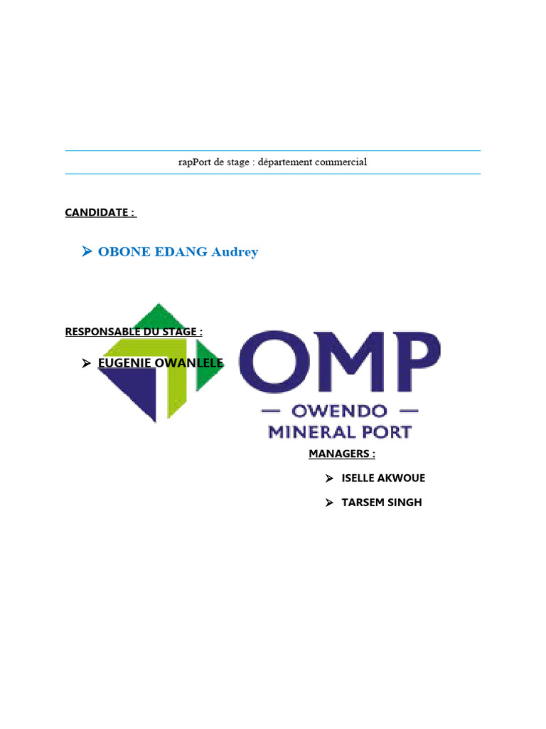 Rapport de Stage OMP GABON | PDF
