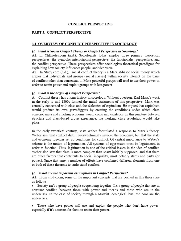 Understanding Conflict Perspective in Sociology | PDF | World Systems ...
