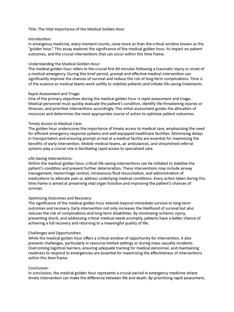 Golden Hour | PDF | Emergency Department | Public Services