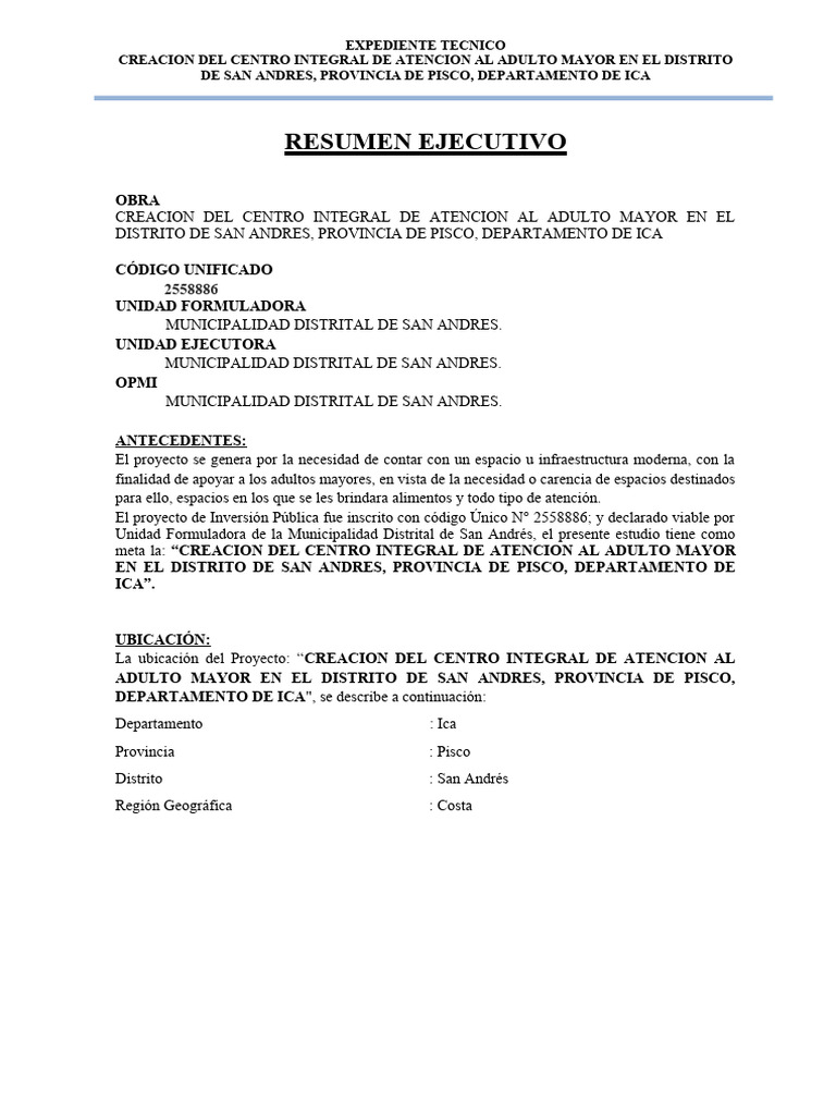 Resumen Ejec. | PDF | Hormigón | Infraestructura