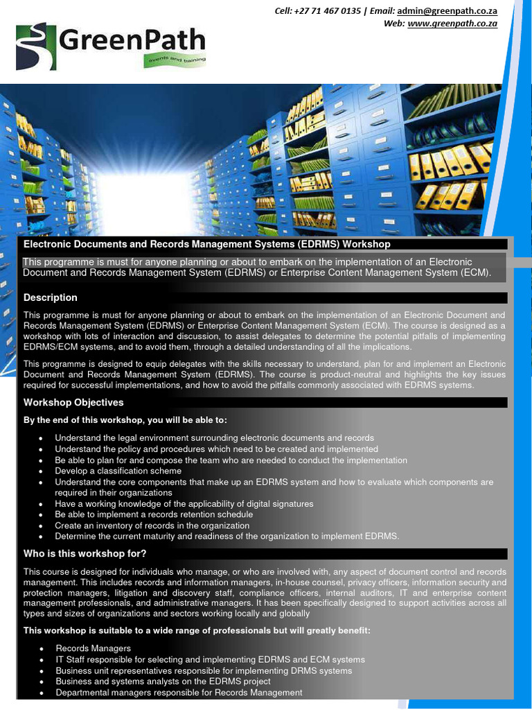 EDRMS Implementation Workshop Guide | PDF | Records Management | Change ...