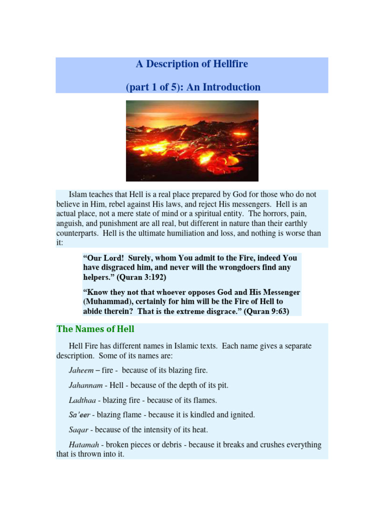 A Description of Hellfire | PDF | Prophets And Messengers In Islam | Kafir