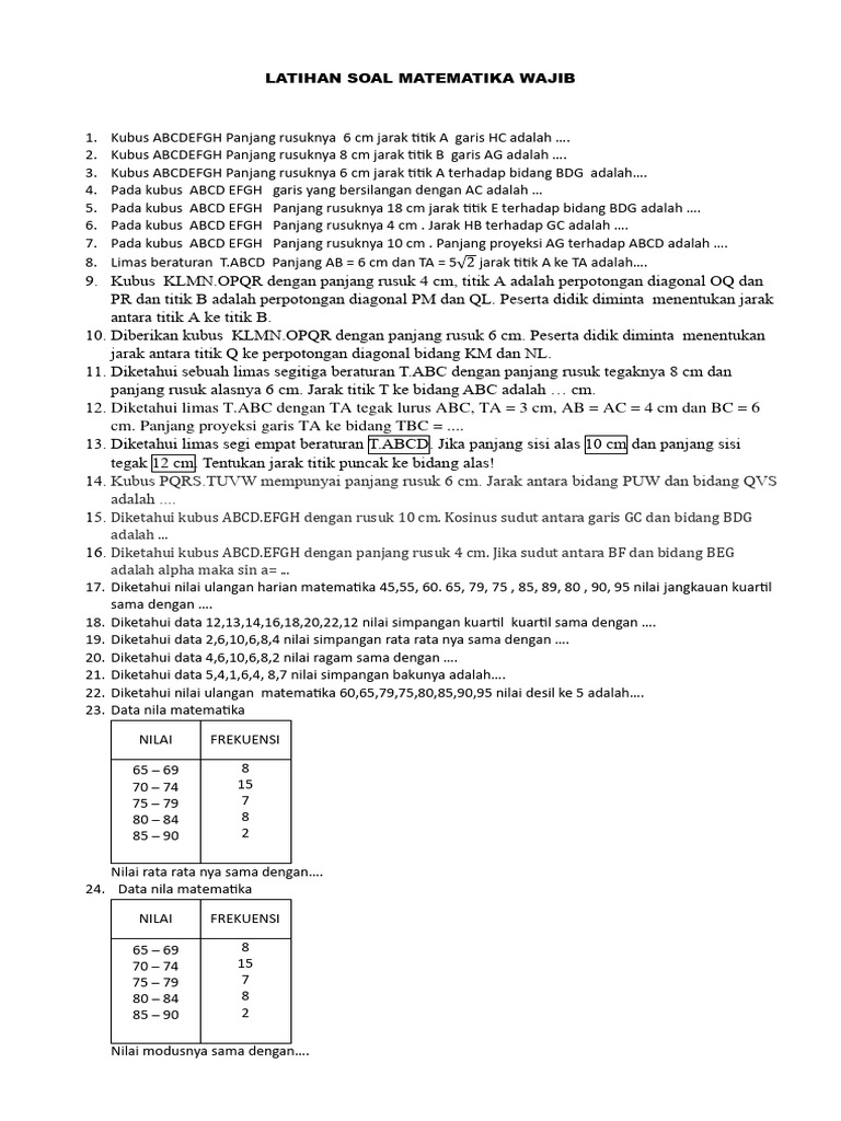Latihan Soal MTK Wajib Xii | PDF
