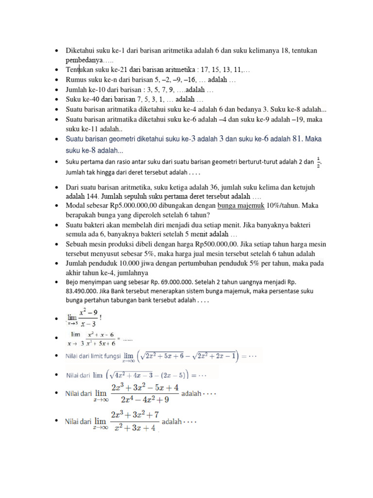 Latihan Soal MTK W | PDF