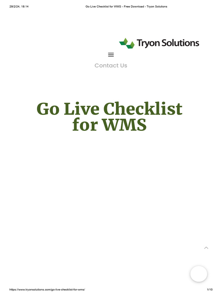WMS Go Live Checklist Guide | PDF | Enterprise Resource Planning ...