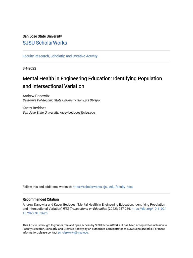 8-Mental Health in Engineering Education | PDF | Mental Disorder ...