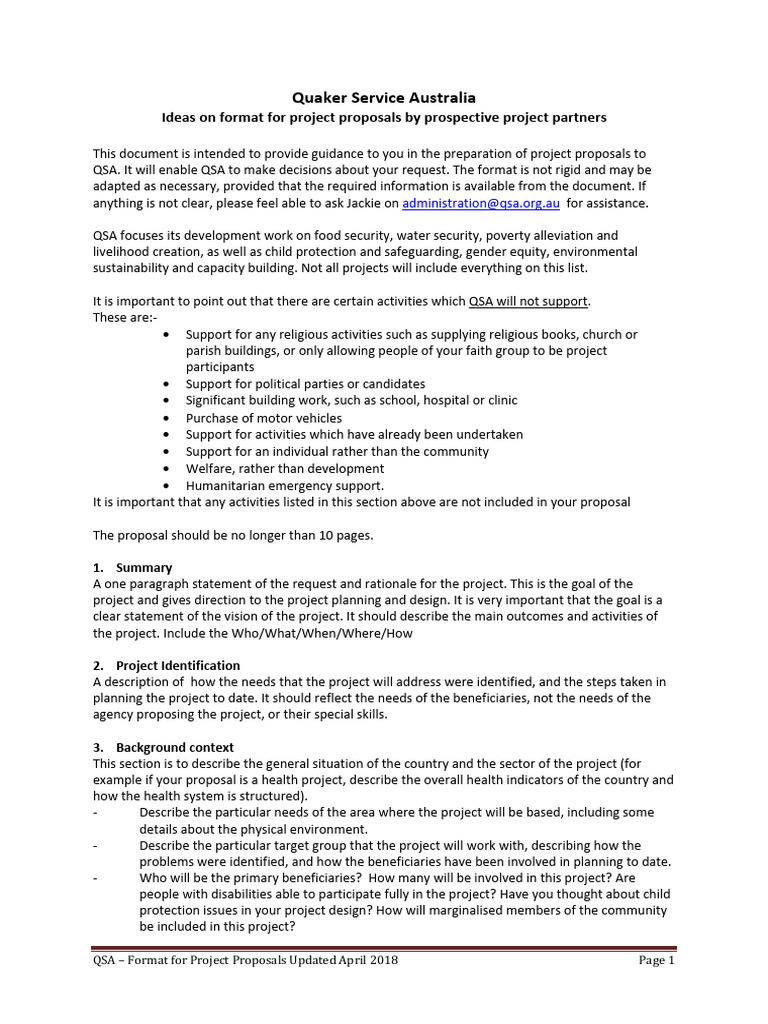 QSA Format For Overseas Project Proposals | PDF | Project Management | Risk