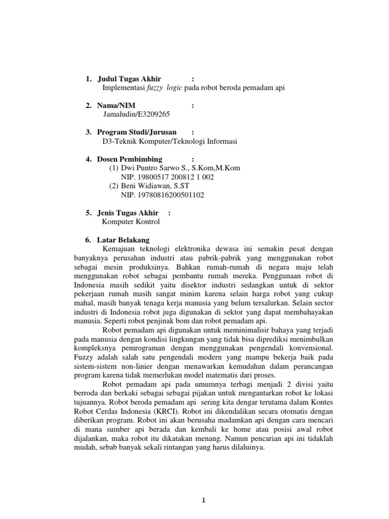 Implementasi Puzzy Logic Pada Robot Beroda Pemadam API | PDF