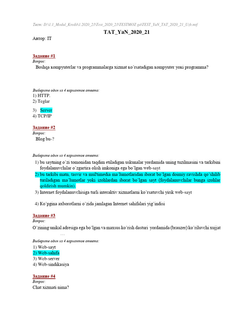 Tat - Yan - 2020 - 21: Тест: D:/1.1 - Modul - Kredit/1.2020 - 21/Test ...