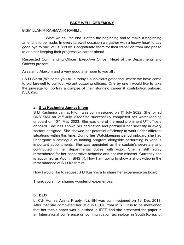 FARE WELL CEREMONY Final-1 | PDF | Business