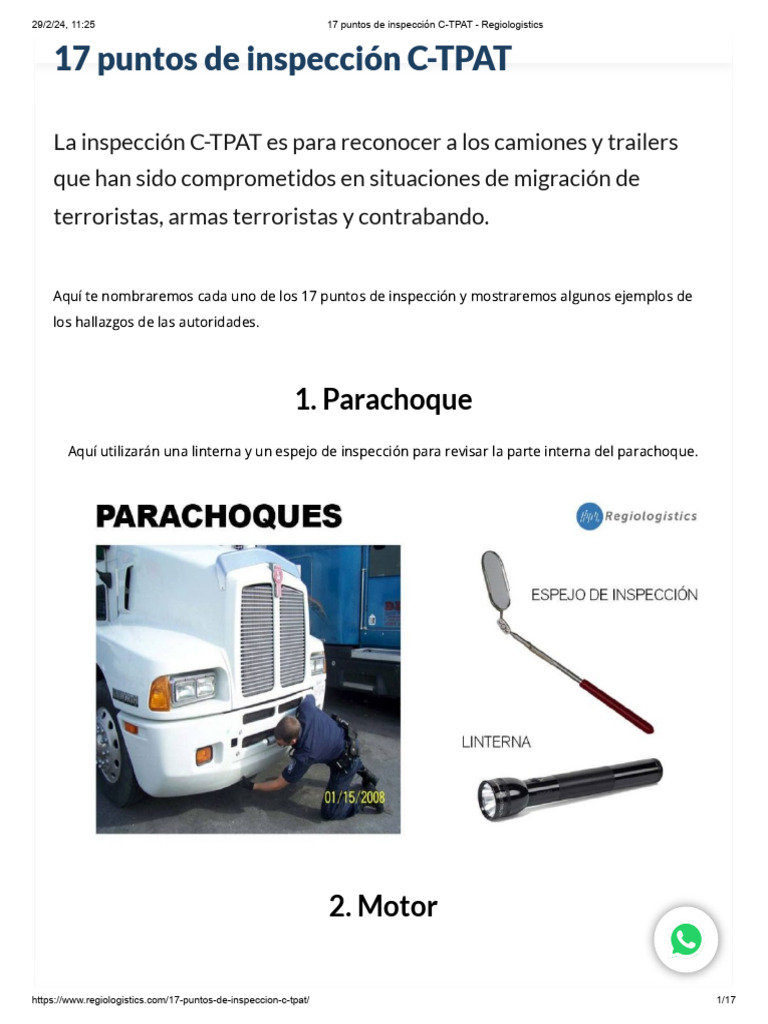 17 Puntos de Inspección C-TPAT | PDF | Tecnología de vehículos | Transporte