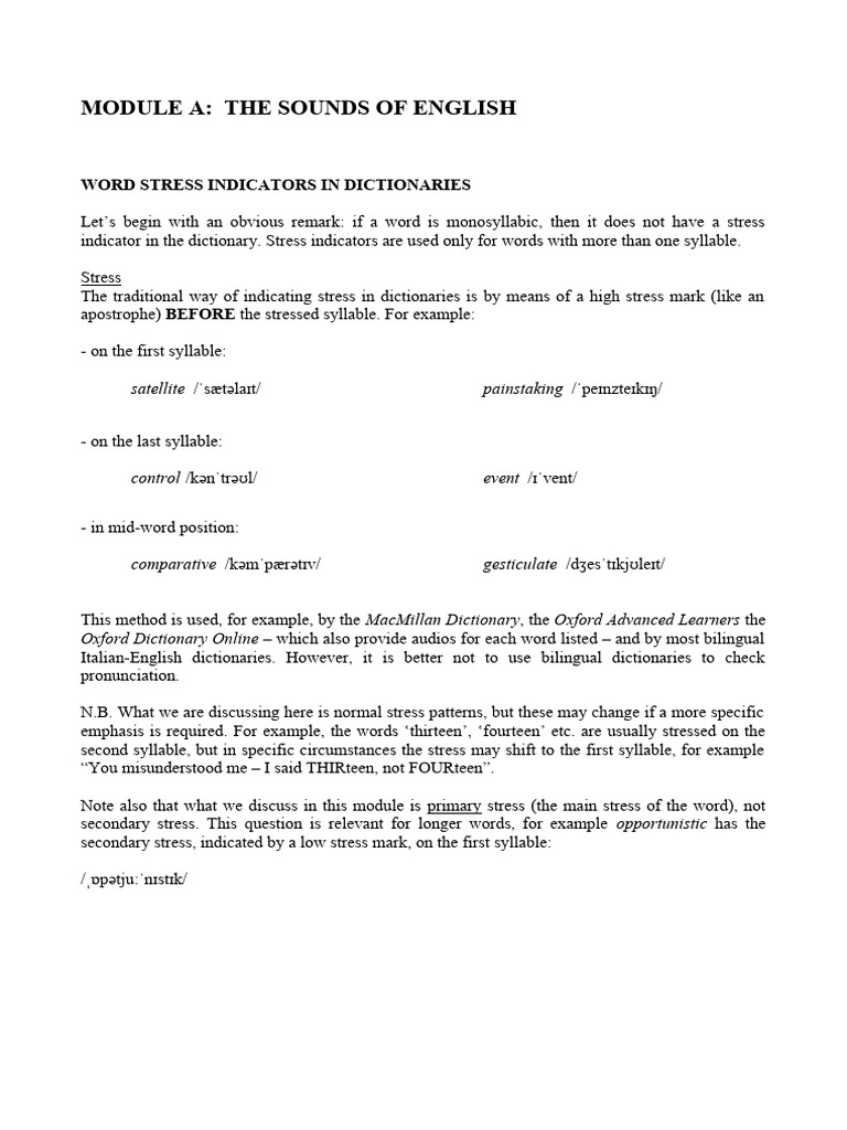 Understanding English Word Stress | PDF | English Language | Consonant