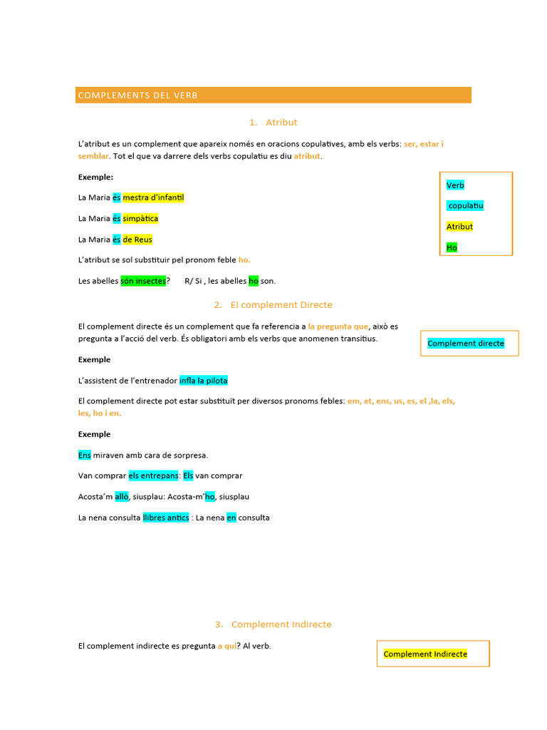 Complements Del Verb | PDF
